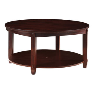 Lane Round Coffee Table with Lower Shelf in Espresso Wood Finish ...