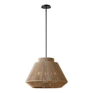 Eco Nido Natural Rope Pendant 5 Light 24"Lx24"Wx16.75"H - Beach Style ...