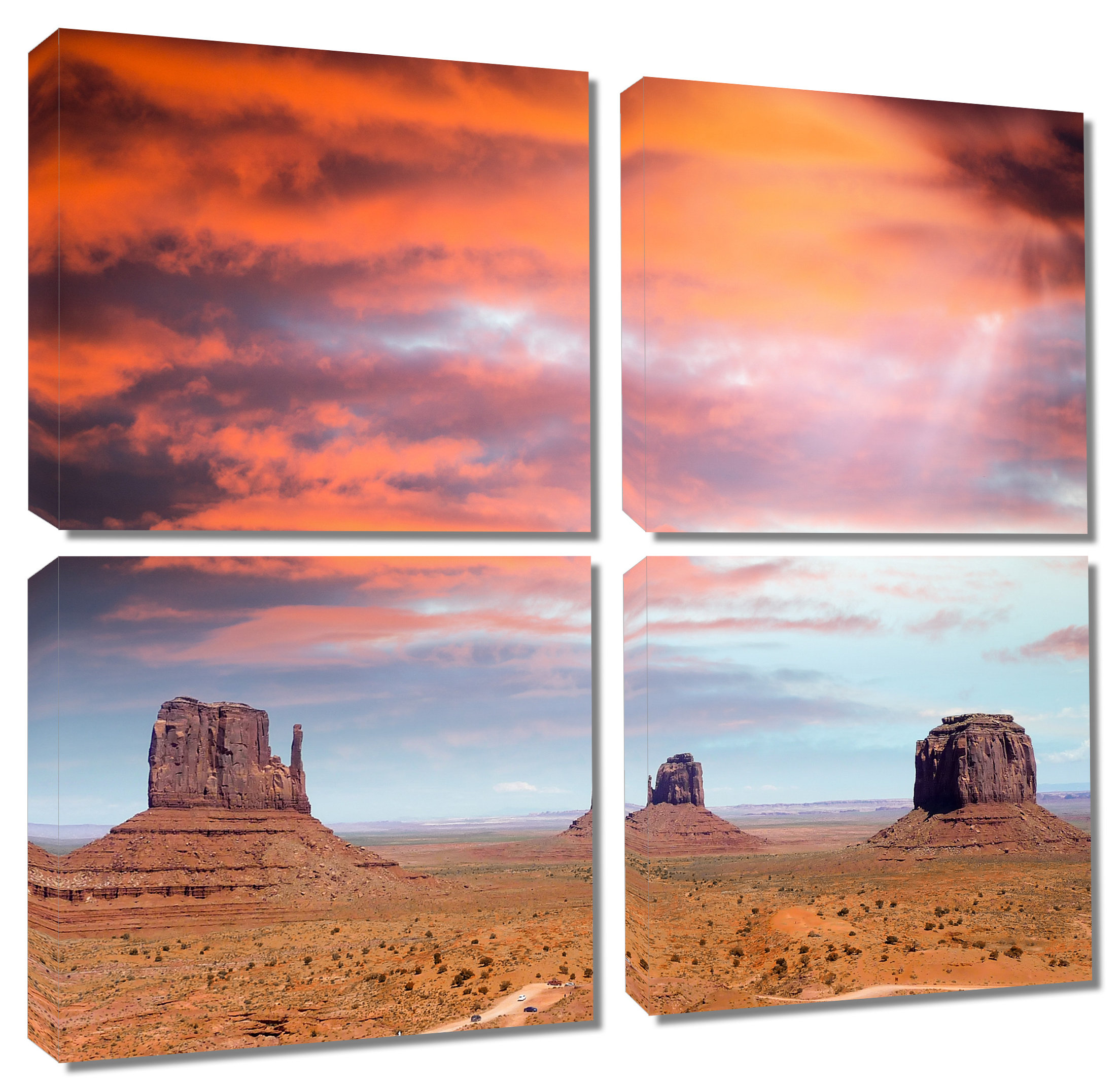Monument Valley, Utah Canvas Print, 4 Panel Split, Quad Wall Art, 50x50 ...