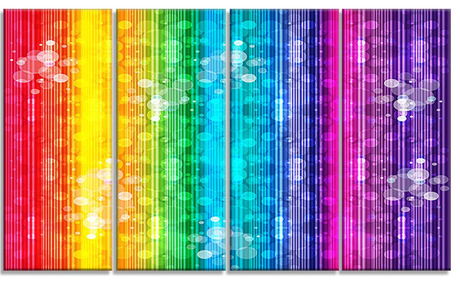"Rainbow Effects" Abstract Canvas Print, 48"x28" 4 Pieces - Modern ...