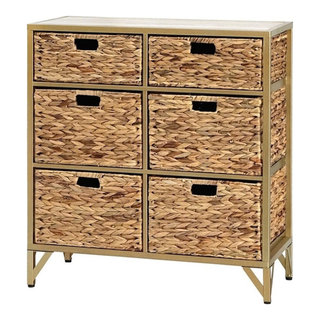 Gallerie Decor Rio 6-Drawer Transitional Metal Cabinet in Natural ...