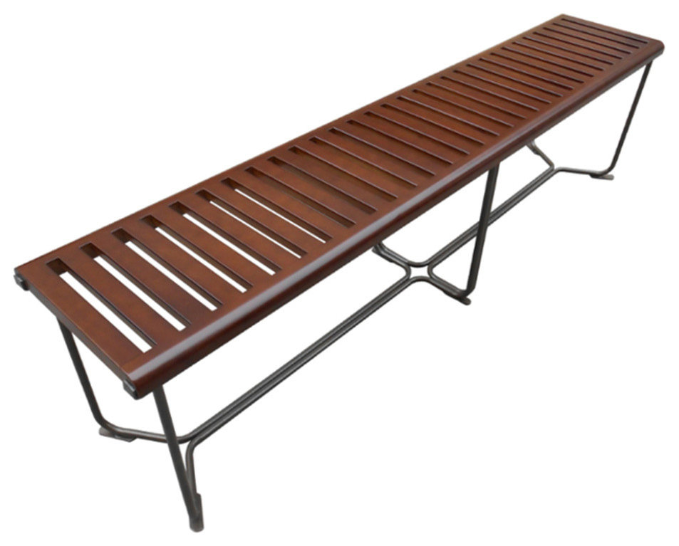Solid Wood Bench 48", Brown, 72" - Industrial - Dining Benches - by Bison Commerce | Houzz