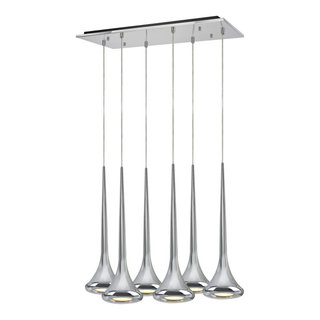 61076-1 Adjustable LED 6-Light Hanging Pendant Ceiling Light, Chrome ...