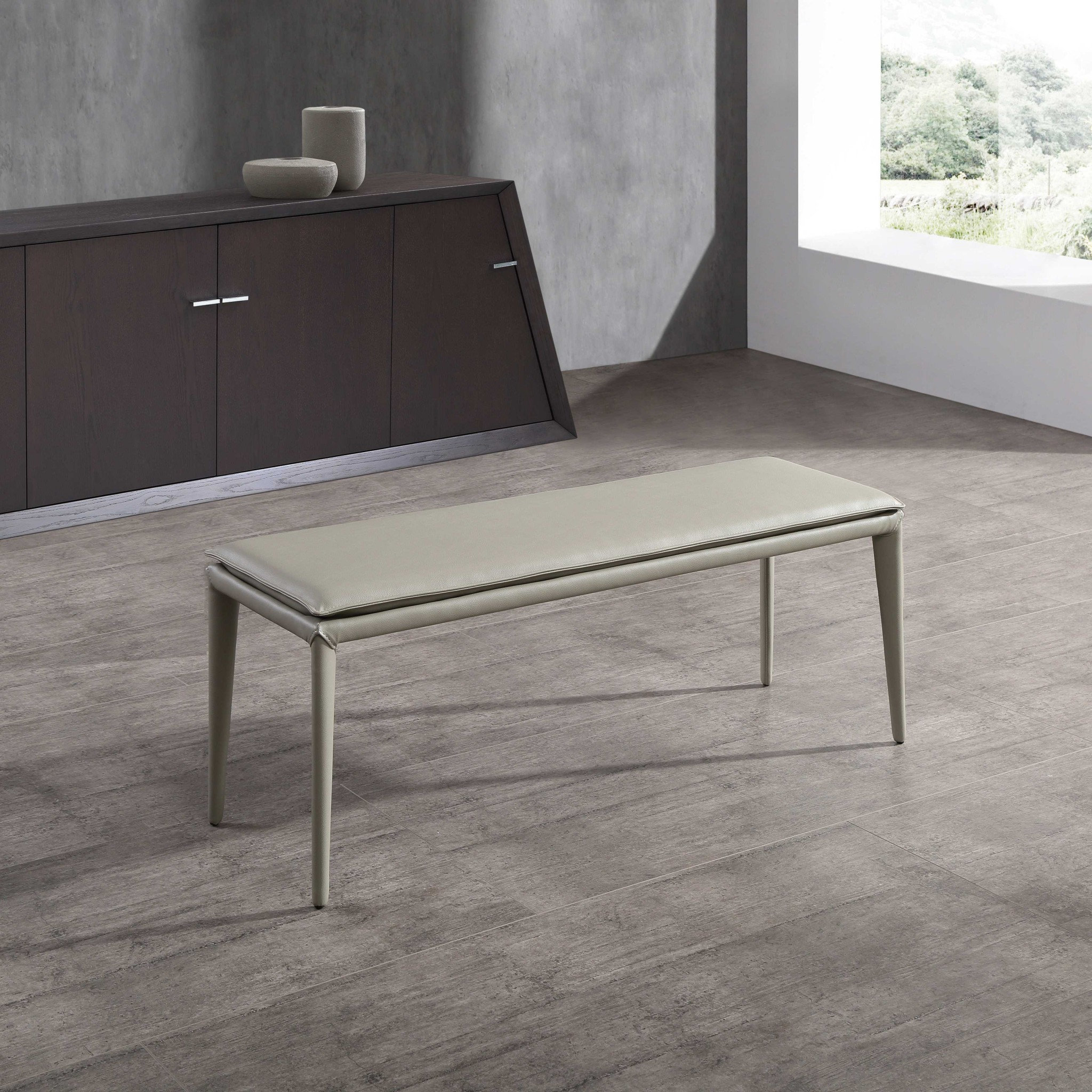 HomeRoots 47" X 16" X 18" Light Grey Faux Leather Bench, 47" X 16" X 18 ...