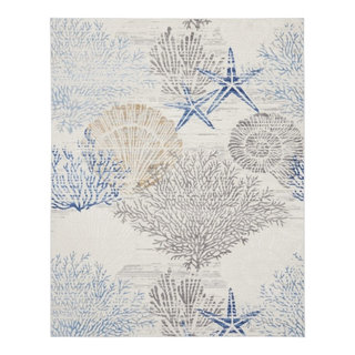 Nourison Pompeii 8' x 10' Ivory Gray Blue Fabric Nautical & Beach Area ...