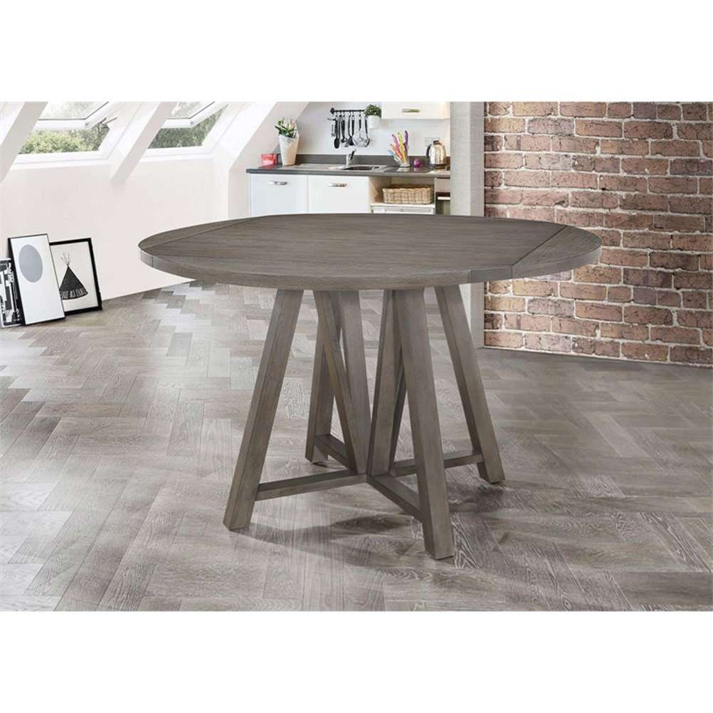 Coaster Athens Round Wood Counter Height Table with Drop Leaf in Barn ...