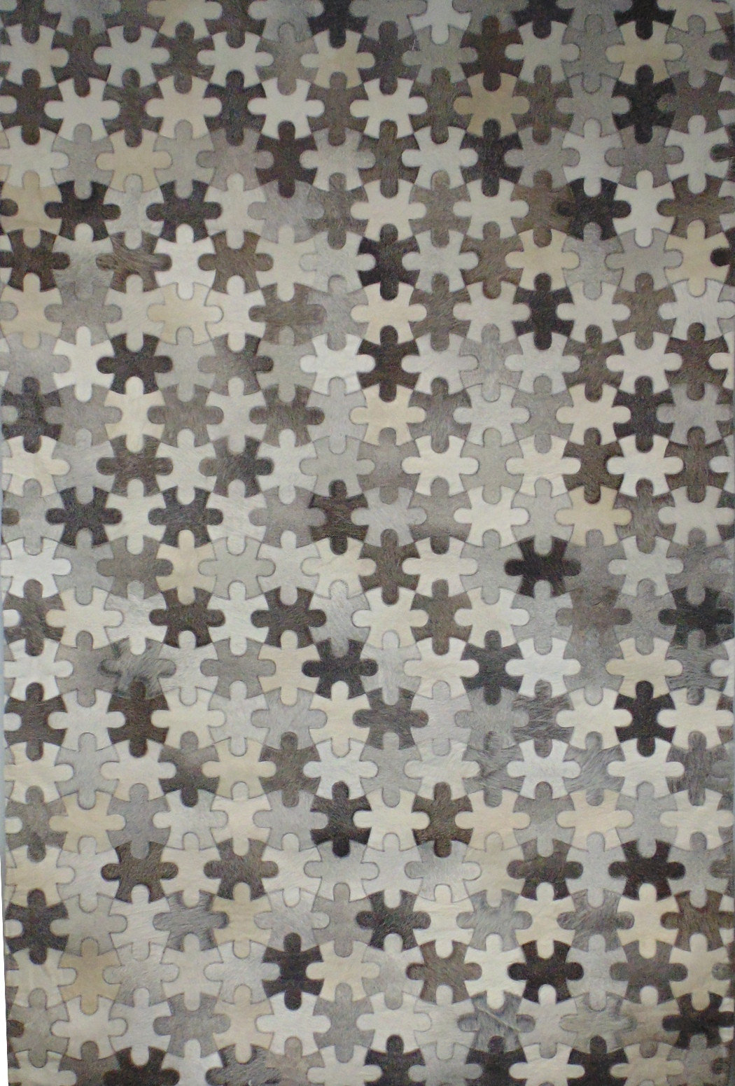 Herder Gray Puzzle Pattern Rug in Full-Haired Cowhide, 5 X 8 ...