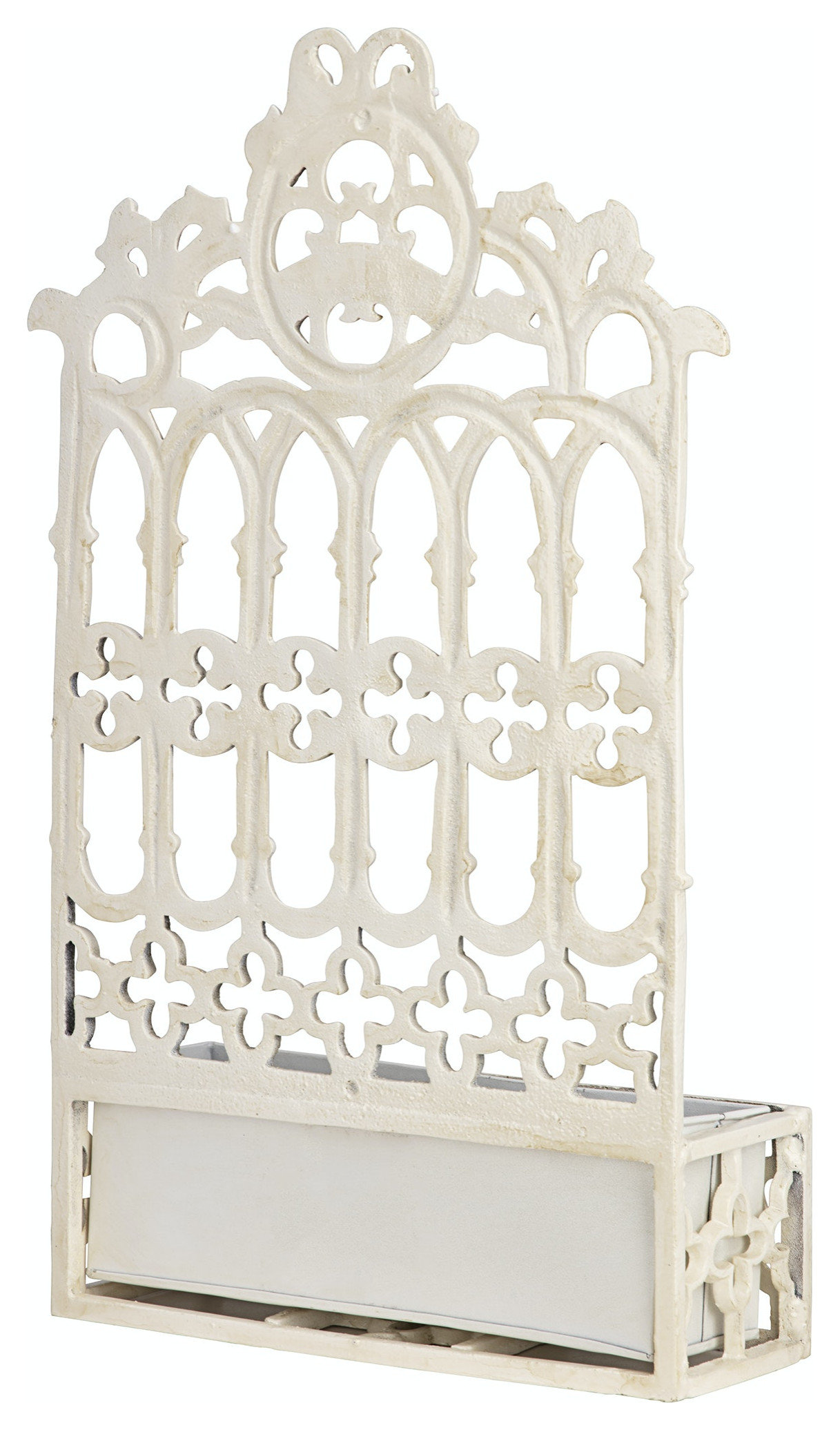 Cast-Iron Gothic Revival Flower Box, 14.5"Wx5.5"Dx25"H 19 lbs ...