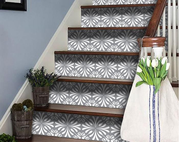 5" X 5" Gray And White Spire Peel And Stick Removable Tiles ...