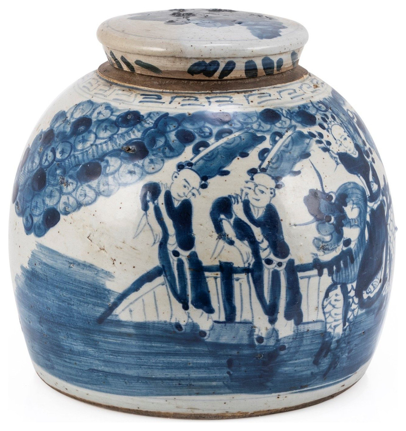 Blue & White Vintage Ming Jar Enchanted Children Motif, Large - Asian ...