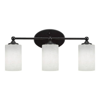 Capri 3-Light Bath Bar, Matte Black/White Muslin - Transitional ...