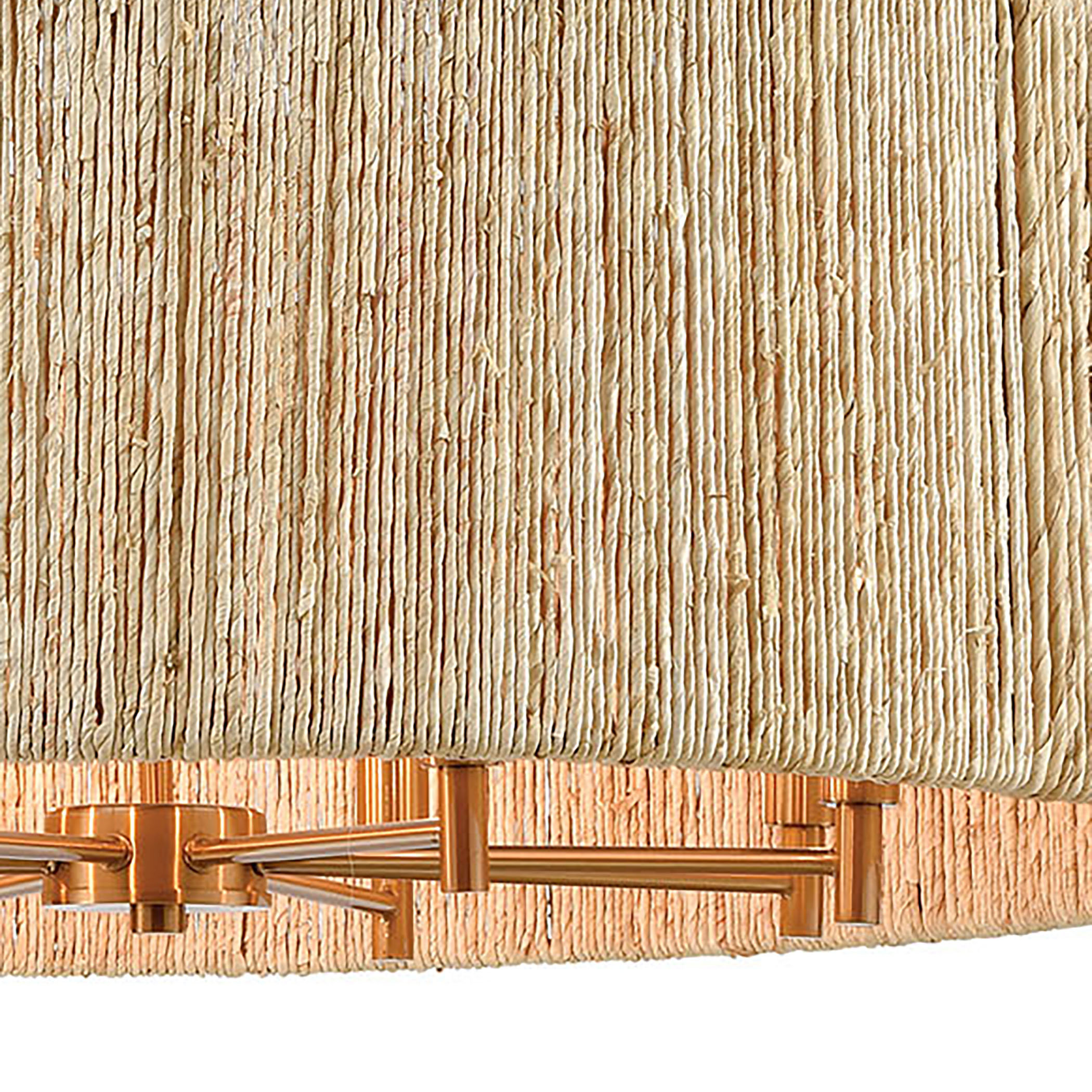 Abaca 8-Light Chandelier, Satin Brass With Abaca Rope - Beach Style ...