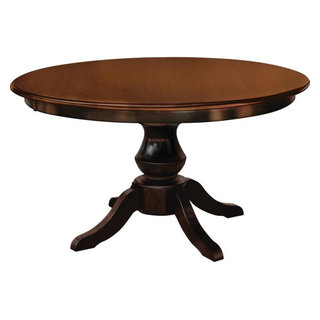 Barnes Pedestal Table, Brown Maple Wood, Asbury Stain, 60" 2 Middle ...