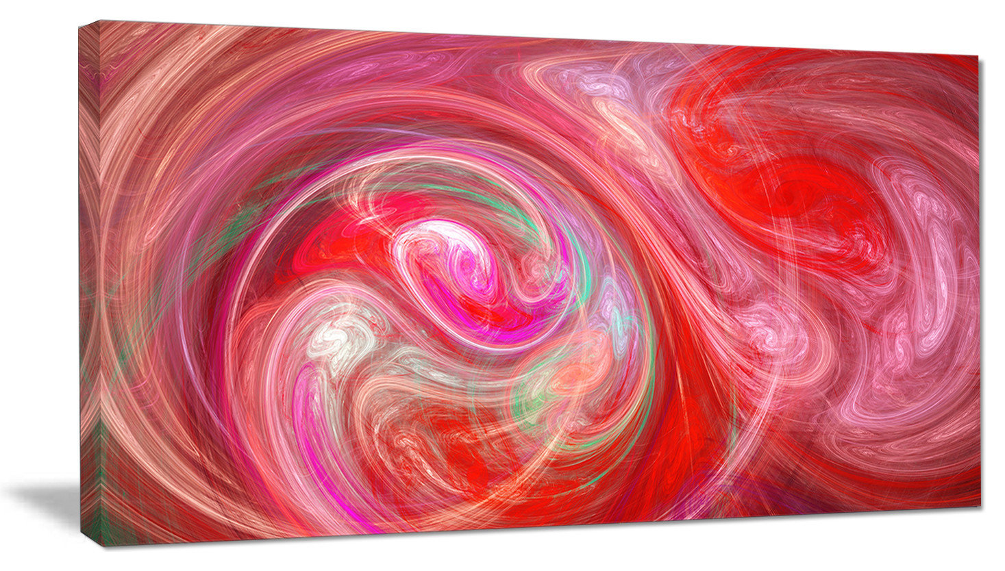 Red Fractal Pattern with Circles, Abstract Canvas Art Print, 32"x16"x1 ...