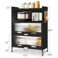 Mega Casa Steel 3-Door Accent Cabinet - Black - Transitional - Accent ...