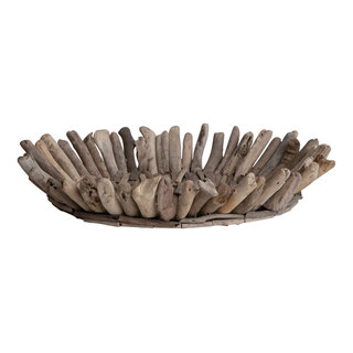 Coastal Decorative Driftwood Oval Tray, Natural - Rustic - Serving ...