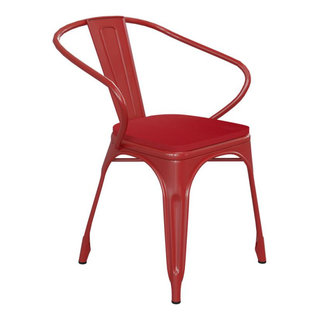 Luna Commercial Grade Red Metal Chair-Red Seat - Industrial - Outdoor ...