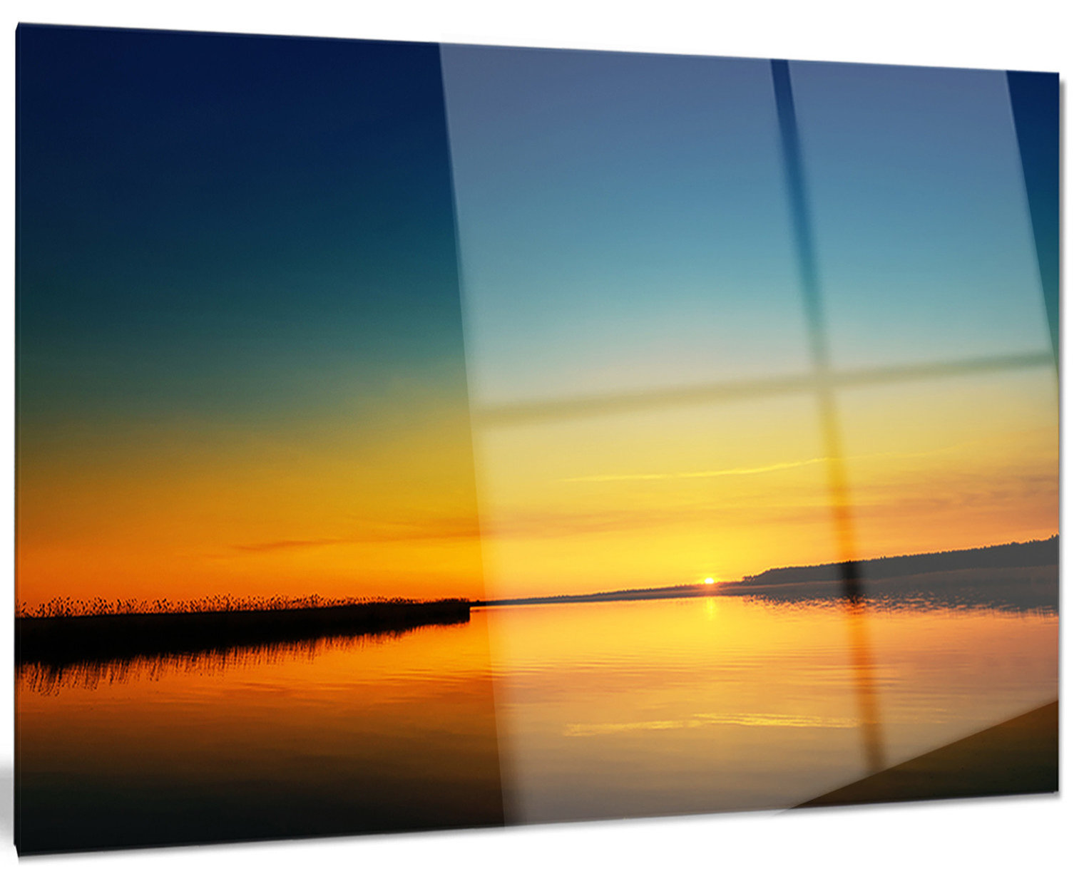 "Orange Sunset Over River" Skyscape Photography Metal Wall Art, 28"x12 ...