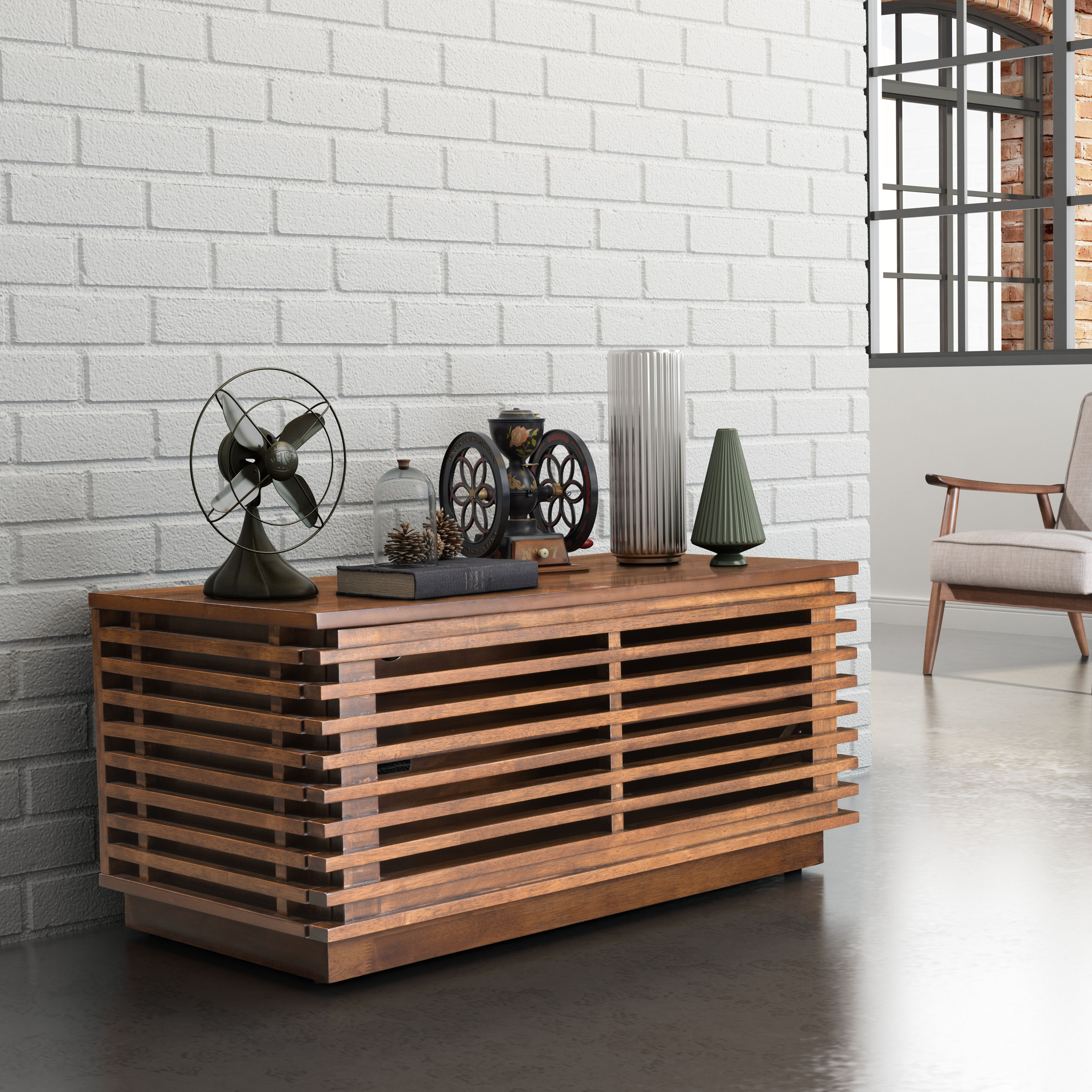 Linea Narrow Entertainment Stand Walnut - Contemporary - Entertainment ...