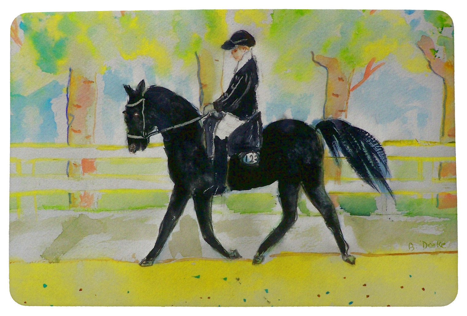 Betsy Drake Black Horse Rider Door Mat 18x26, One Size - Contemporary ...