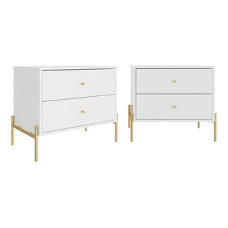 Jasper Full Extension Drawer Nightstand, White Gloss, Set of 2 ...