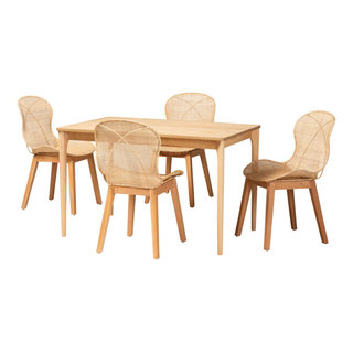 Ren Rattan 5-Piece Dining Set - Tropical - Dining Sets - by Baxton ...