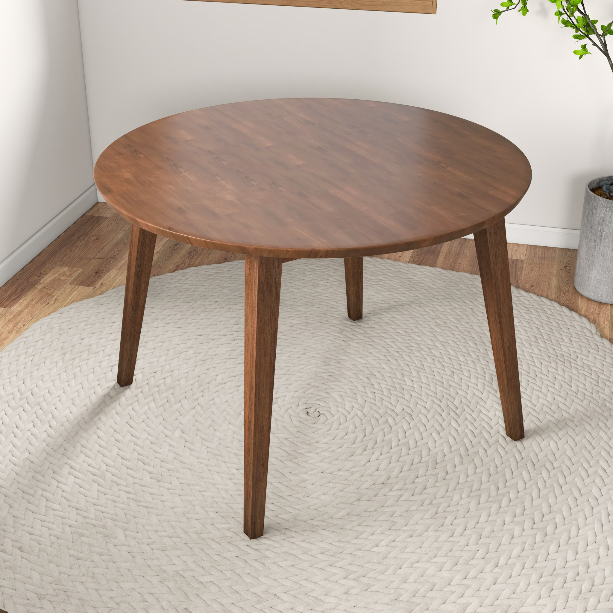 Fiona Mid-Century Modern Solid Wood Walnut Round Dining Table ...
