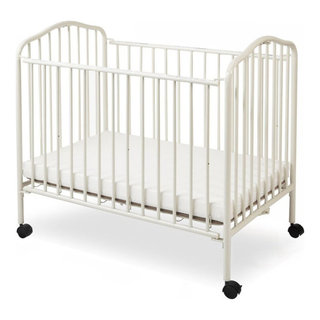 Benzara Industrial Grid Metal Crib with Folding Mechanism and Casters ...