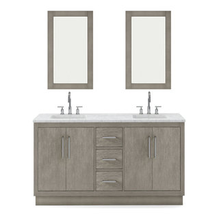 Hugo 60" Double Sink Carrara Marble Top Vanity Faucets, HU60CW01GK ...