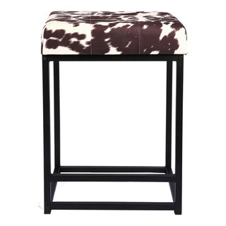24" Brown Cow Upholstered Barstool, Set of 1 - Southwestern - Bar ...