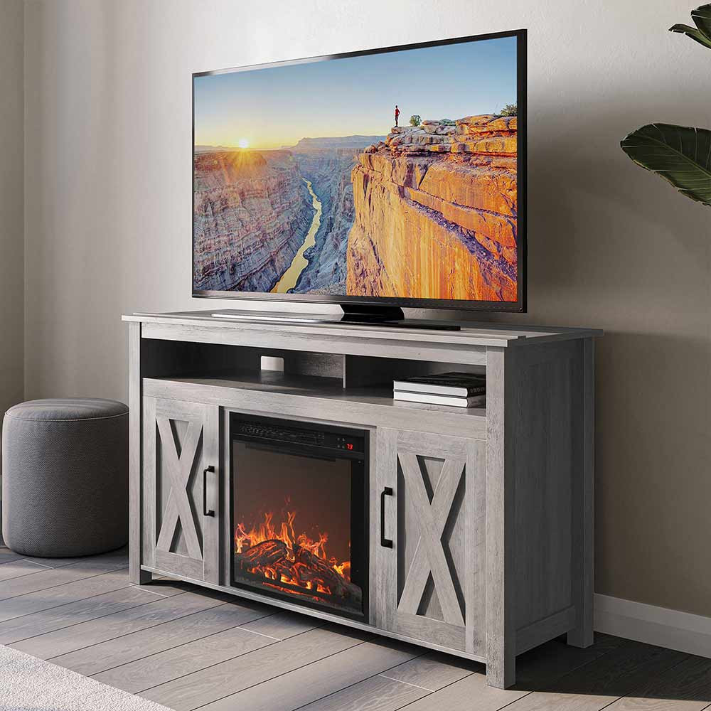 48" Corin TV Stand Console With 18" Electric Fireplace, 48" - Rustic ...