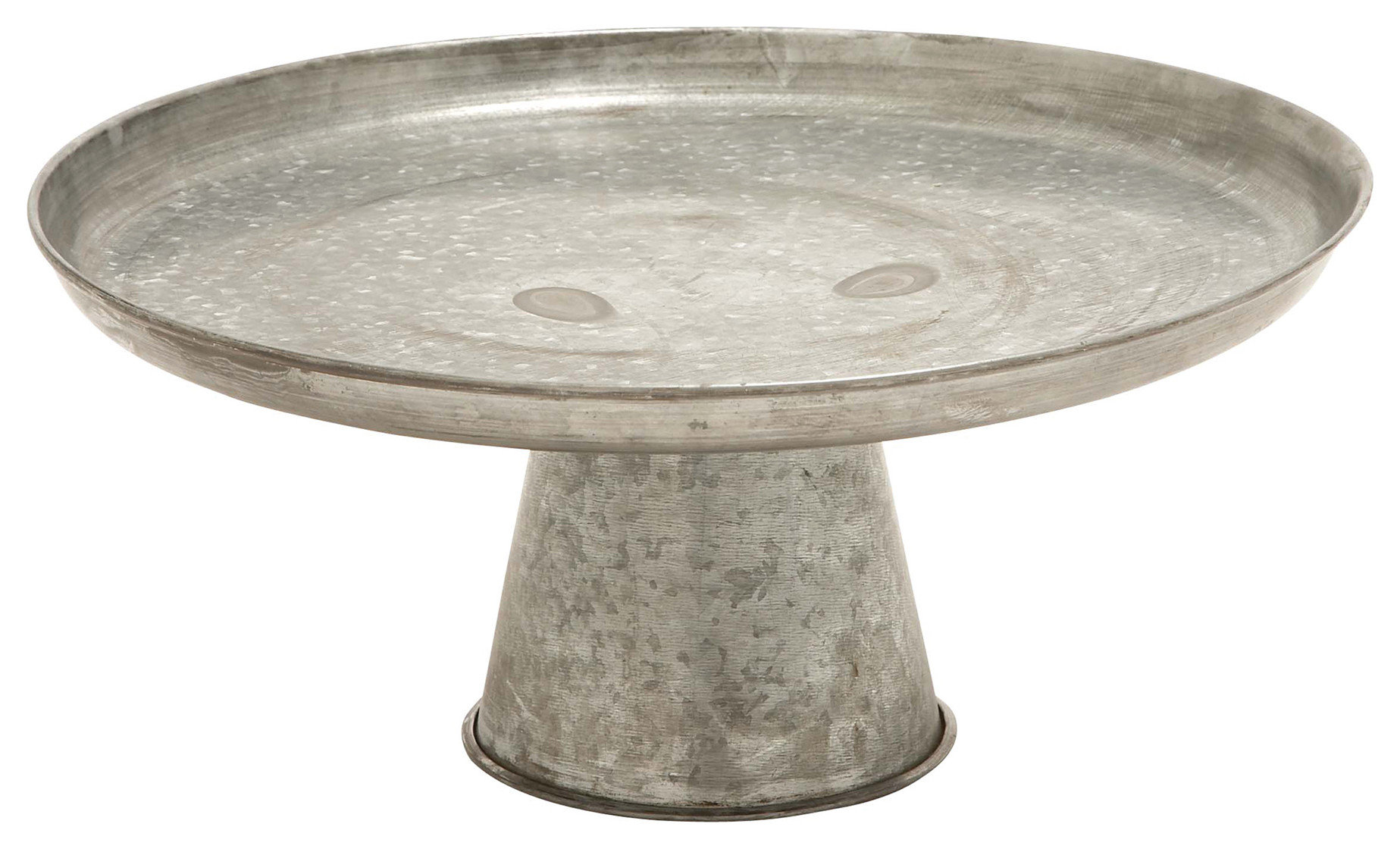 Metal Cupcake Stand with Round Tray Top and Tapered Base, Galvanized ...