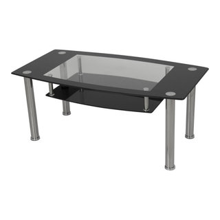 AVF Transitional Steel and Glass Coffee Table in Black/Chrome ...
