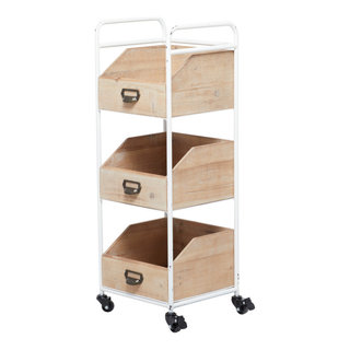 Brown Fir Industrial Storage Cart, 36"x13"x12" 560756 - Farmhouse ...