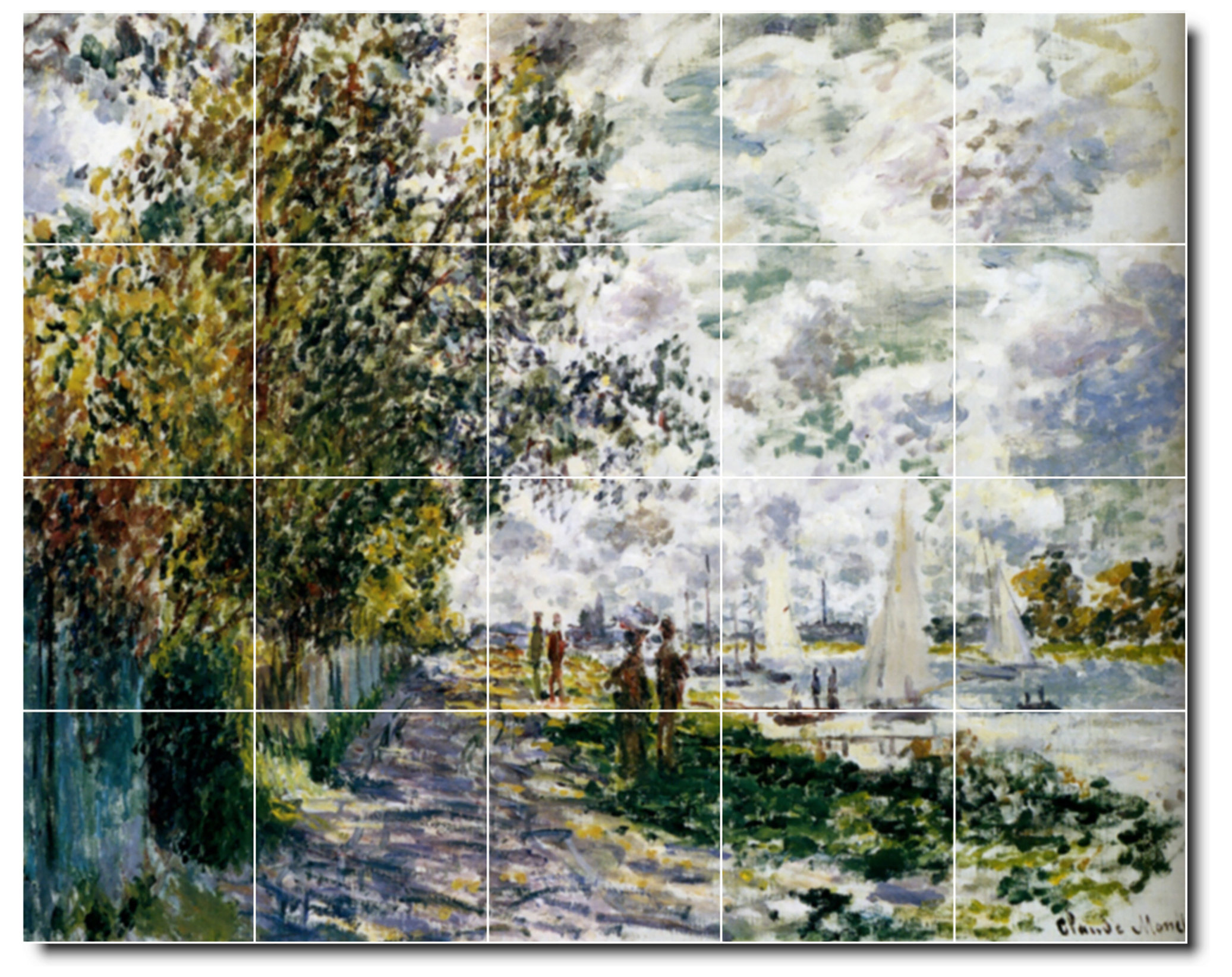 Claude Monet Country Painting Ceramic Tile Mural #98, 21.25" Wide x 17 ...