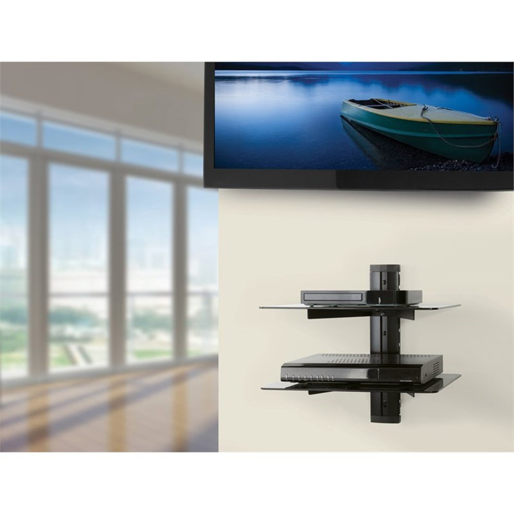 AVF Steel Wall Mounted AV Component Shelving System with 2 Shelves in ...