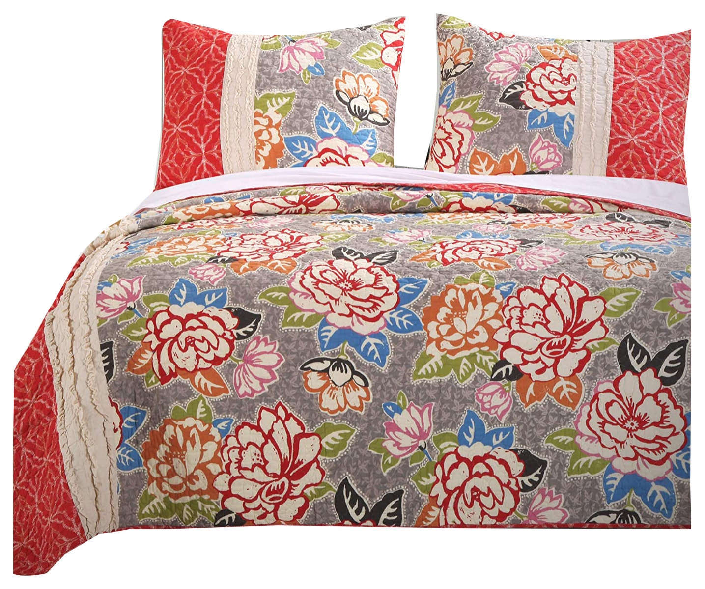 Greenland Gypsy Rose Full/Queen Quilt Set, 3-Piece, Twin - Contemporary ...