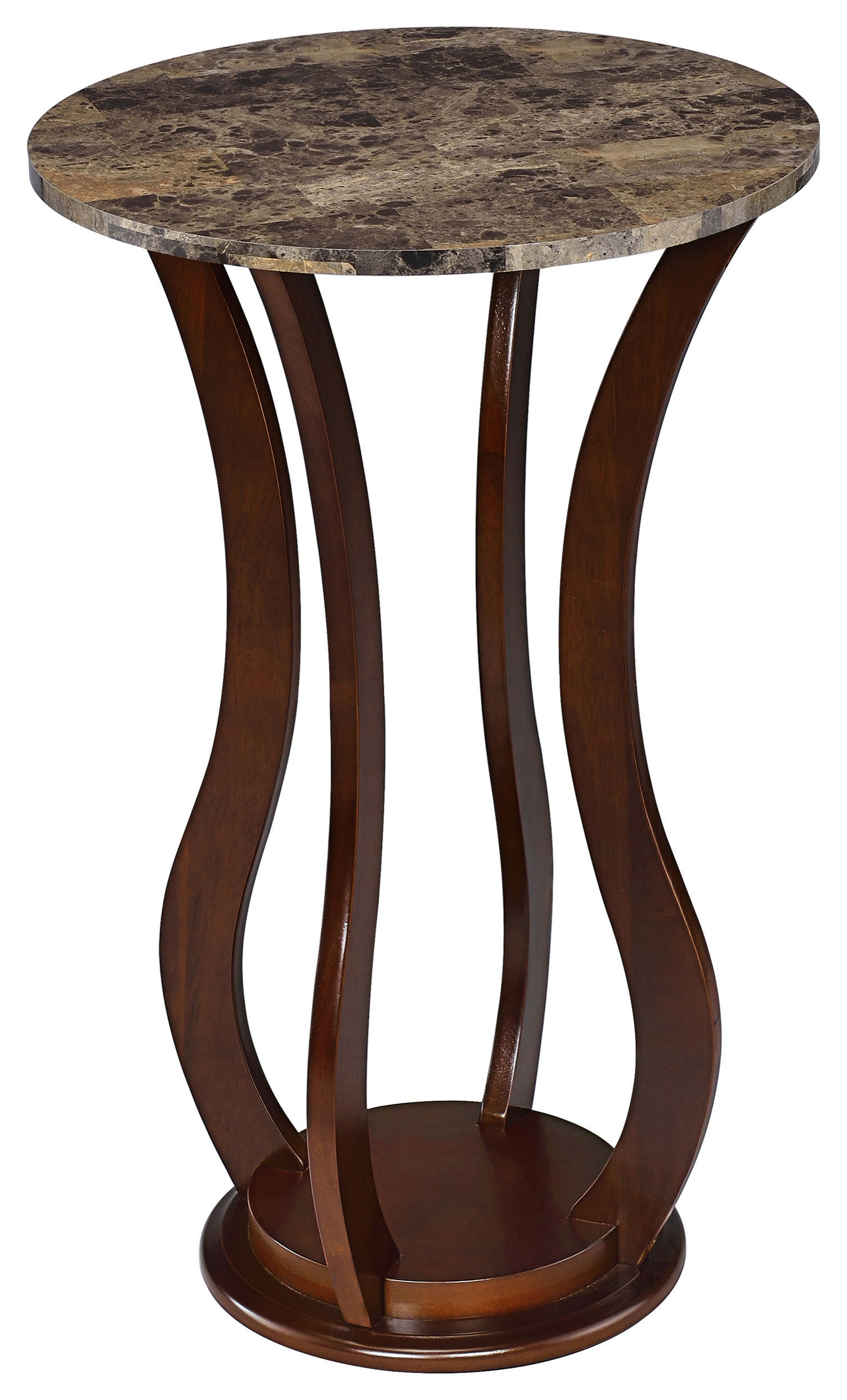 Elton Round Faux Marble Top Accent Side Table Brown - Side Tables And ...
