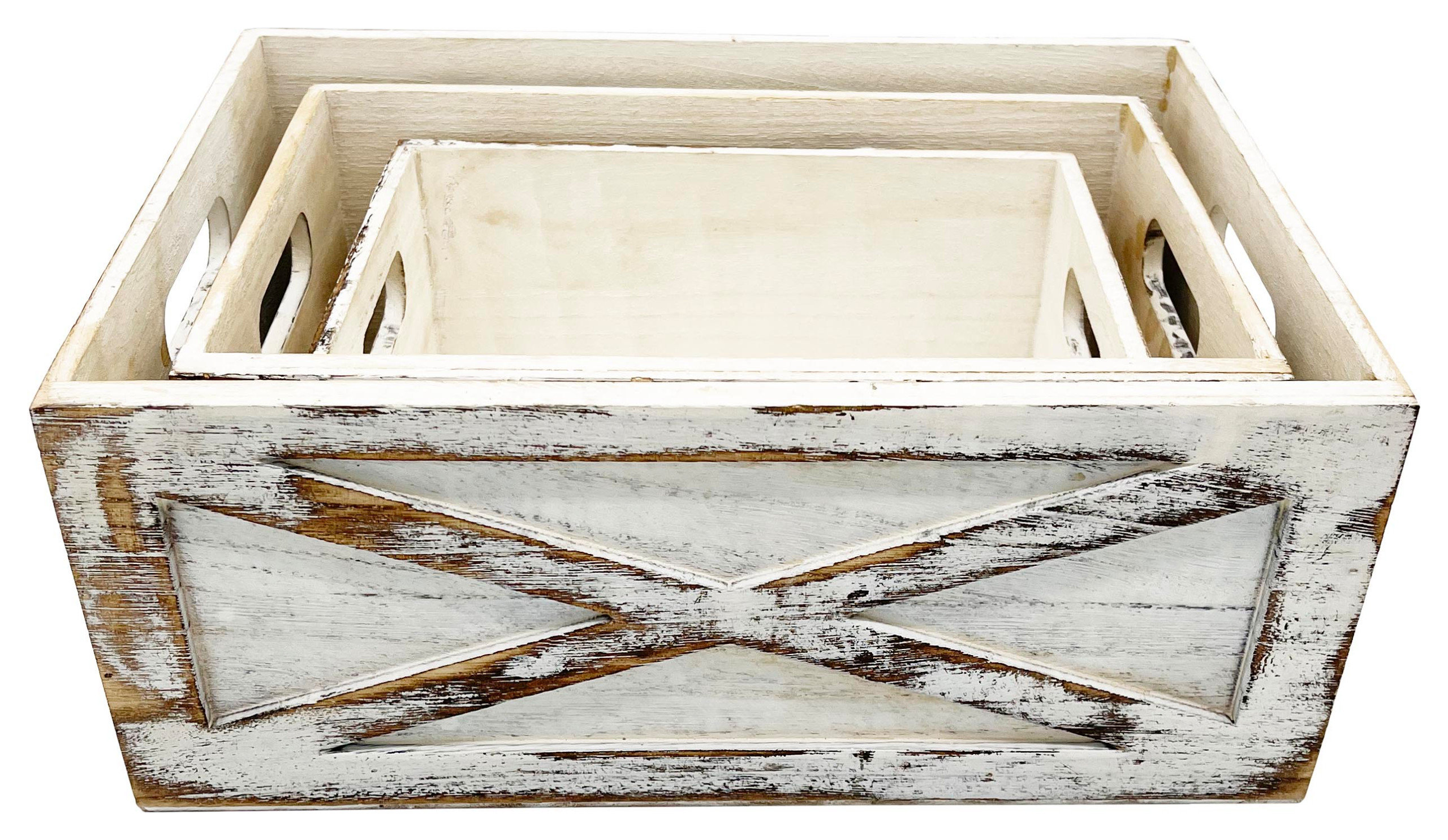 Rustic Nesting Wooden Crates Storage Container, Barn Door - Farmhouse ...