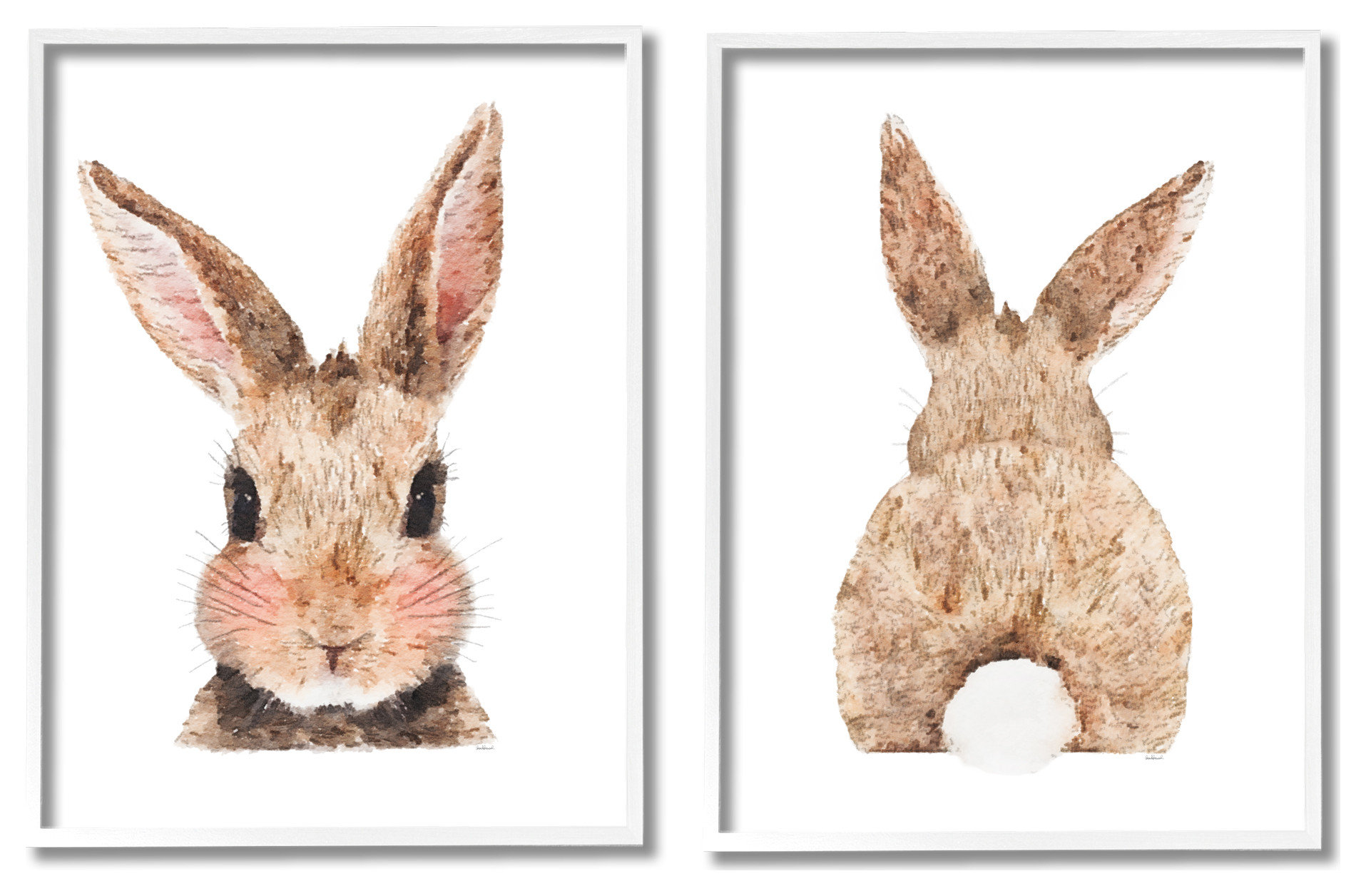 Cute Bunny with Cotton Tail Back Blushing Rabbit, 11" x 14" - Farmhouse ...
