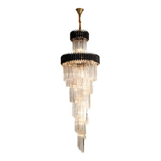 Art Deco | Black and Gold Crystal Chandelier for Hall and Staircase, 39 ...