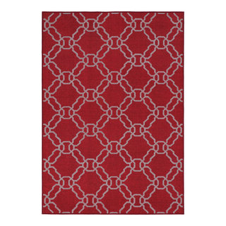 RugSmith Red Kerala Modern Trellis Area Rug, 3'x5', 5'x7 ...