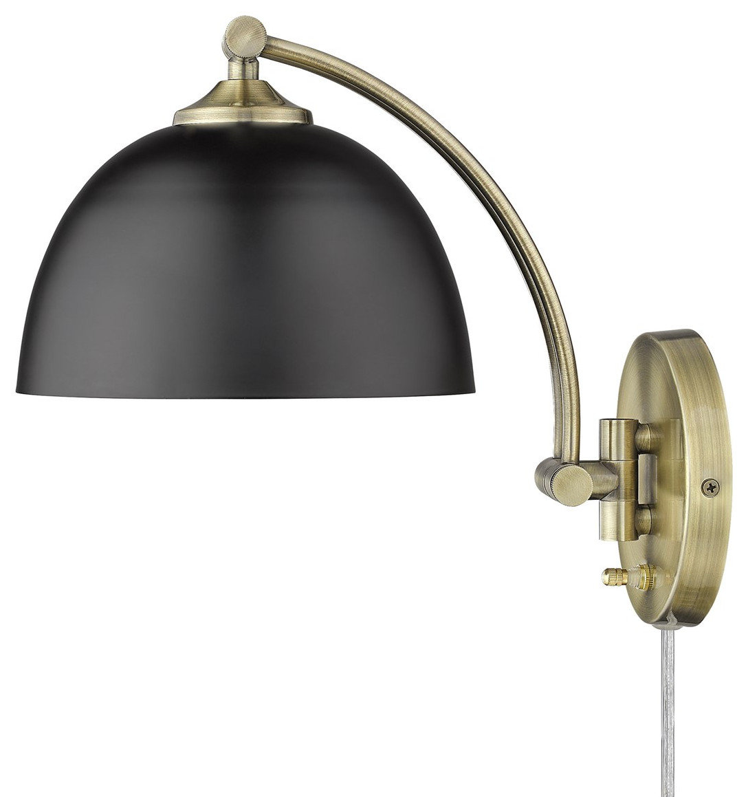 Golden Rey 1-Light Articulating Wall Sconce 3688-A1W AB-BLK, Aged Brass ...