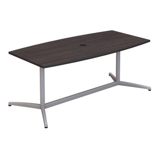 72W x 36D Boat Shaped Conference Table with Metal Base - Contemporary ...