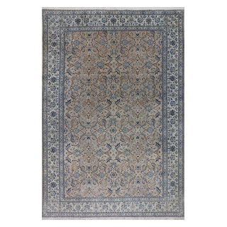 Authentique Persian Nian Camel Brown 8x12 Hand Knotted Wool/Silk Rug, 8 ...