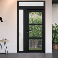 Exterior Prehung Door Clear Glass See-through Manux 8555 Matte Black ...