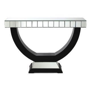 Decor 47" Matte Black Rectangle Glass Top Console Table - Transitional ...