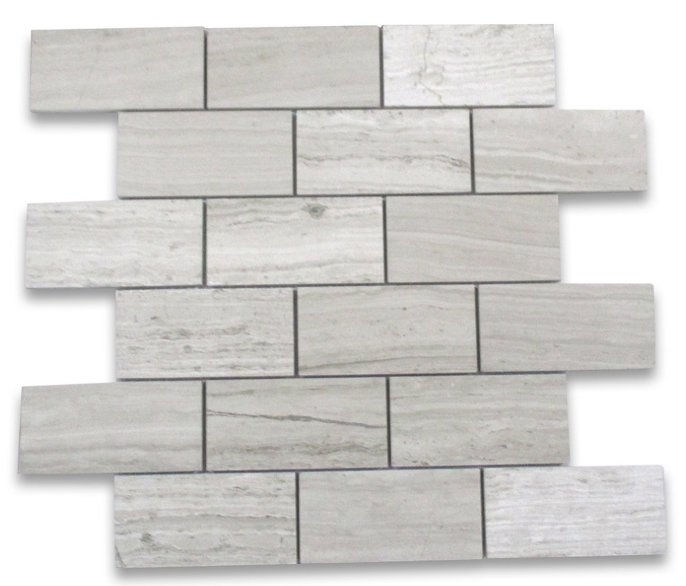 Athens Silver Cream 2x4 Subway Tile Marble Polished Haisa Wooden Beige ...