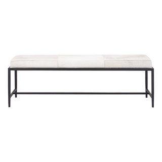 Canyon Long Bench Dark Bronze With Ivory Hide - Industrial ...