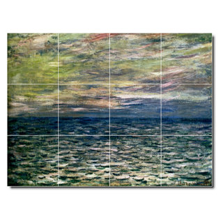 Claude Monet Waterfront Painting Ceramic Tile Mural #120, 17" Wide x 12 ...